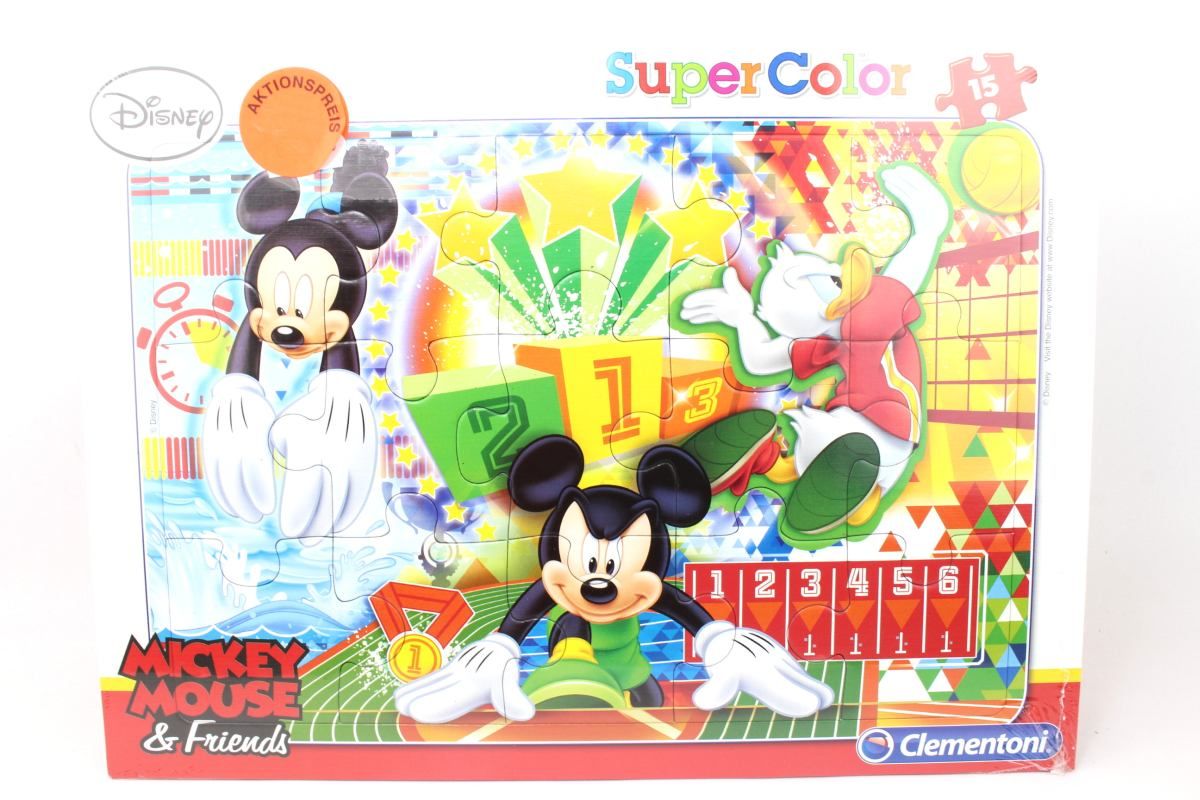 Clementoni - Puzzle, Mickey Mouse Olympia, 15 Teile